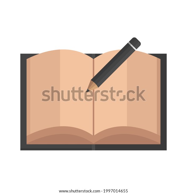 White Open Book Vector Illustration Pencil Stock Vector (Royalty Free ...