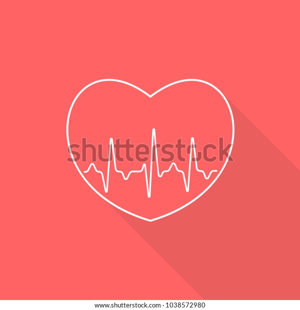 White Outlined Heart Sign Pulse Line Stock Vector (Royalty Free ...