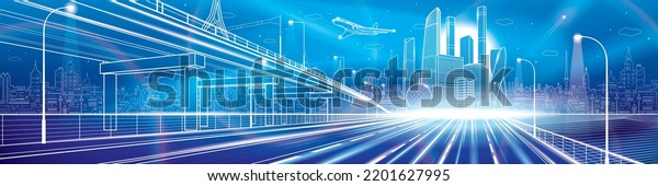 White Outlines Infrastructure Illustration Large Highway Stock Vector ...