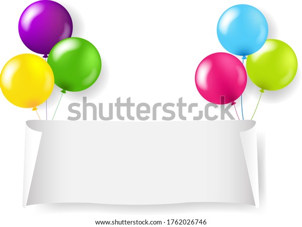 White Paper Banner White Balloons Transparent Stock Vector (Royalty ...