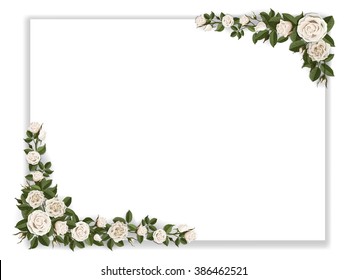 White Paper Sheet Decorated Roses Blank Stock Vector (Royalty Free ...