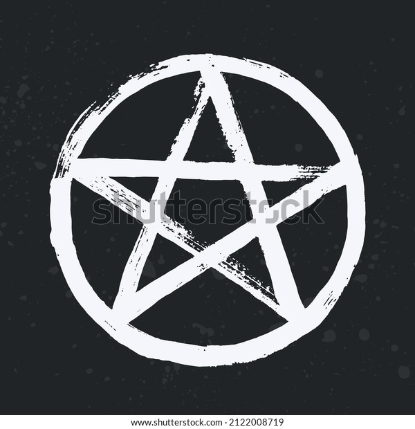 White Pentagram Symbol Isolated On Black Stock Vector (Royalty Free ...