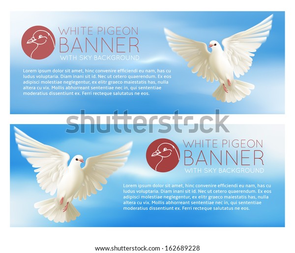 White Pigeon Banner Template Stock Vector (Royalty Free) 162689228 ...