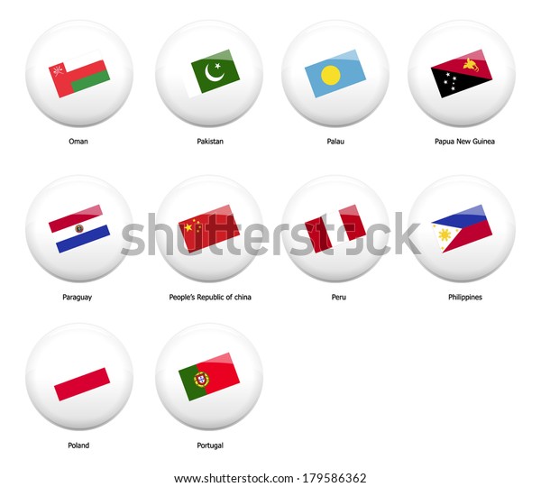 White Pin Badges Flag All Countries Stock Vector (Royalty Free) 179586362