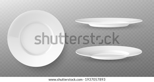 White Plates Vector Mockup Realistic Style Stock Vector (Royalty Free ...