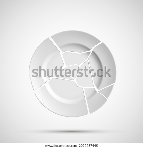 White Porcelain Plate Broken Into Many Stock Vector (Royalty Free ...