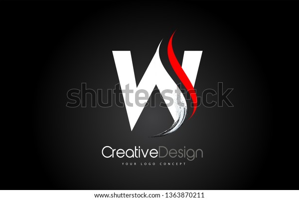 White Red W Letter Design Brush Stock Vector (Royalty Free) 1363870211 ...
