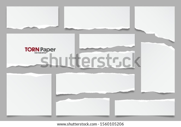White Ripped Paper Strips Collection Realistic Stock Vector (Royalty ...