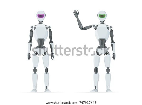 White Robot Shows Emotions Artificial Intelligence Stock Vector ...