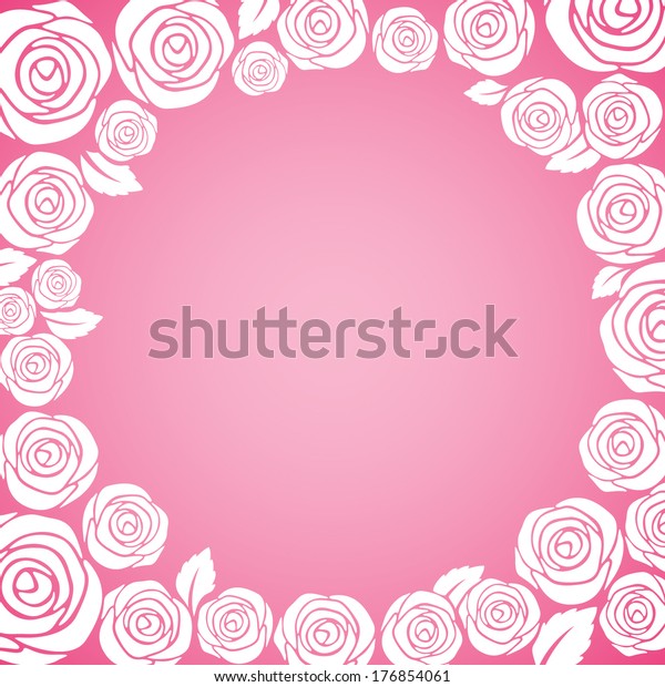 White Rose Cycle On Pink Background Stock Vector (Royalty Free) 176854061