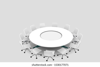 White Round Conference Table Chairs On Stock Vector (Royalty Free ...