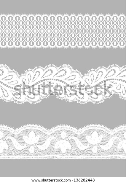 White Seamless Lace Lines Set 스톡 벡터(로열티 프리) 136282448