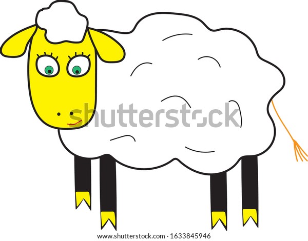 White Sheep Vector Drawing Illustration Stock Vector (Royalty Free ...