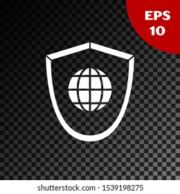 White Shield World Globe Icon Isolated Stock Vector (Royalty Free ...