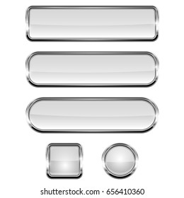 White Shiny Buttons Round Square Oval Stock Vector (Royalty Free ...