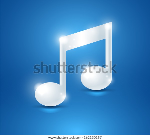 White Shiny Music Note On Blue Stock Vector (Royalty Free) 162130157 ...