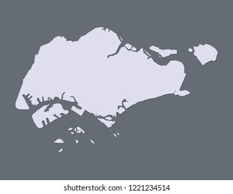 White Singapore Map Single Border Line Stock Vector (Royalty Free ...