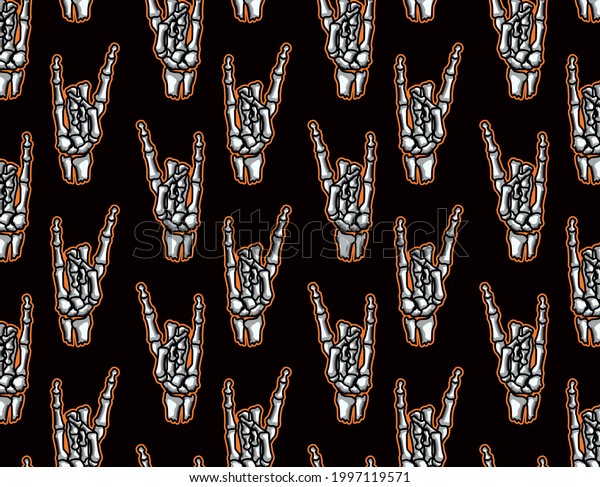 White Sketeleton Hand Hons Symbol Pattern Stock Vector (Royalty Free ...