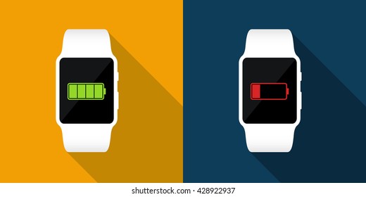 White Smart Watches Full Low Battery Stock Vector (Royalty Free ...