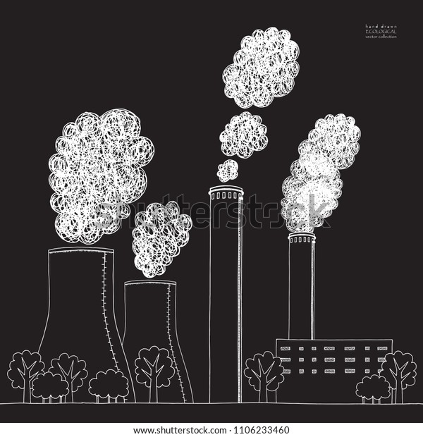 White Smokestack On Black Background Illustration Stock Vector (Royalty ...