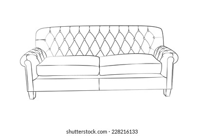 White Sofa Vectorvintage Style Stock Vector (Royalty Free) 228216133 ...