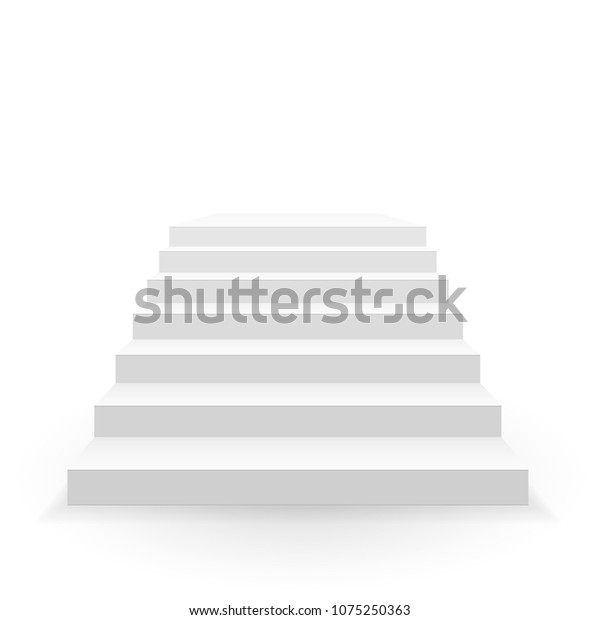 White Stair Front View 3d Staircase Stock Vector (Royalty Free ...