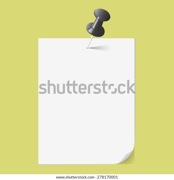 White Sticky Note Black Pin Needle Stock Vector (Royalty Free ...