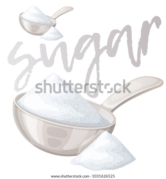 White Sugar Metallic Spoon Cartoon Vector Stock Vector (Royalty Free ...