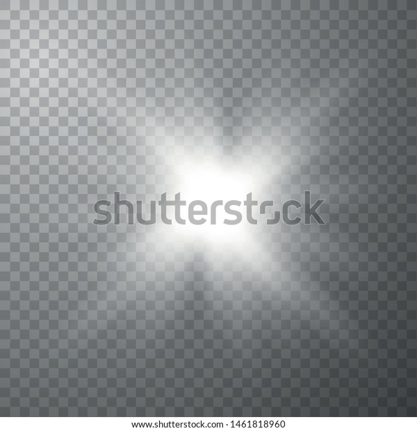 White Sun Rays Glow On Transparent Stock Vector (Royalty Free ...