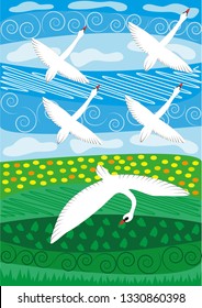 White Swan Fly Stock Vector (Royalty Free) 1330860398 | Shutterstock