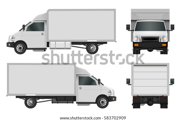 White Truck Template Cargo Van Vector Stock Vector (Royalty Free ...