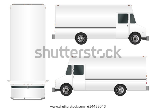 White Truck Template Cargo Van Vector Stock Vector (Royalty Free) 614488043