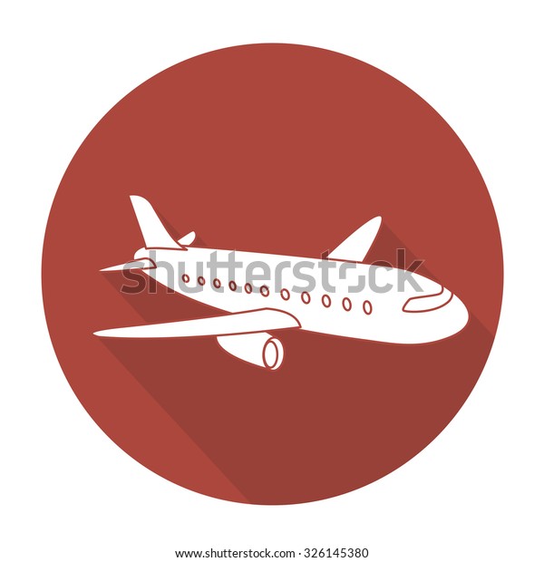 White Vector Airplane On Color Circle Stock Vector (Royalty Free) 326145380