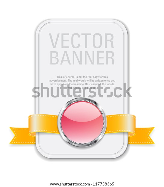 White Vector Banner Golden Yellow Ribbon Stock Vector (Royalty Free ...