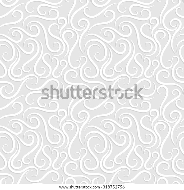White Vector Swirl Seamless Pattern Handdrawn Stock Vector (Royalty ...