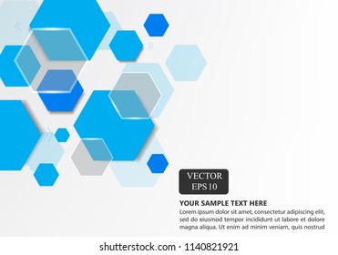 Vector Blue Technology Hexagon White Background Stock Vector (Royalty ...