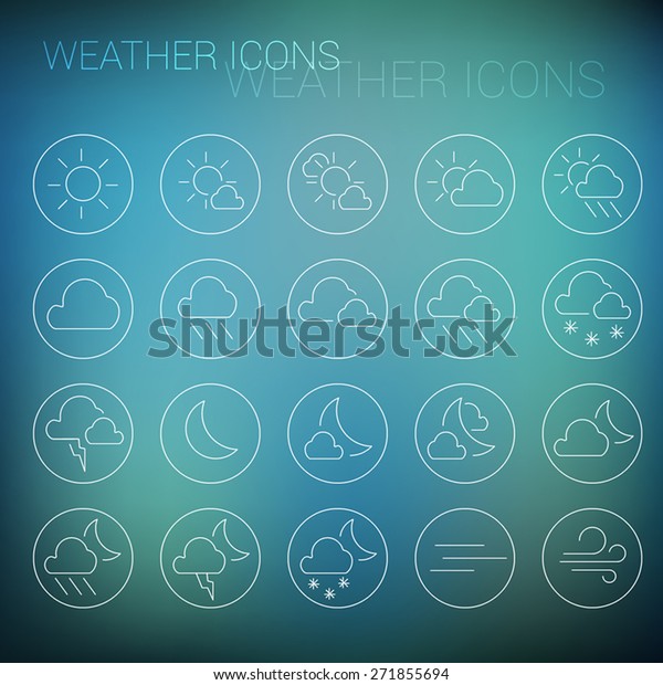 White Weather Icon Set Circles Blurred Stock Vector (Royalty Free ...