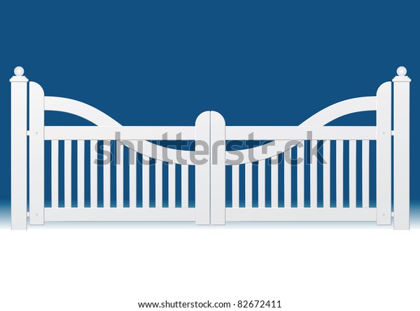 White Wooden Vector Garden Gate Stock Vector (Royalty Free) 82672411 ...