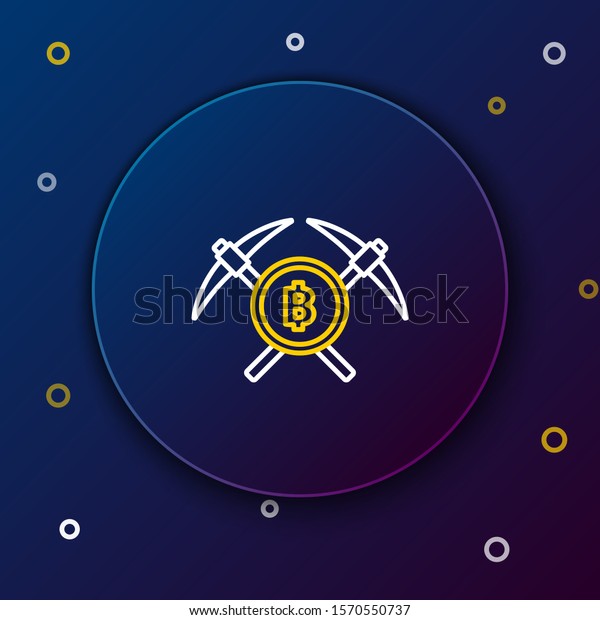 White Yellow Line Crossed Pickaxe Icon Stock Vector (Royalty Free ...