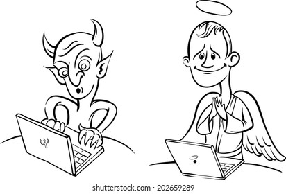 Devil Angel Laptop Computer 스톡 일러스트 210743326 | Shutterstock