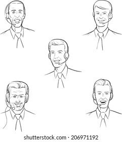 Whiteboard Drawing Team Call Center Employees Stock Vector (Royalty ...