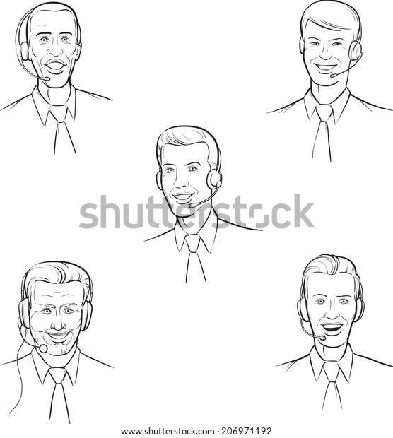 Whiteboard Drawing Team Call Center Employees Stock Vector (Royalty ...
