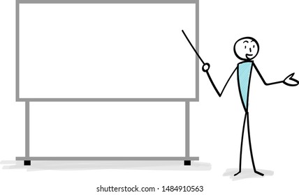 Stock vektor „Stickman Pointing Blank Whiteboard Presentation“ (bez ...