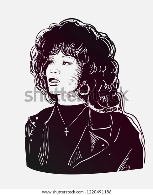 Whitney Houston Vector Sketch Portrait Illustration Stock Vector ...