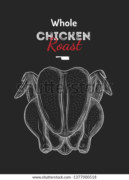 Whole Chicken Vector Drawing Illustration Raw Stock Vector (Royalty ...
