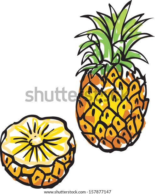 Whole Cut Pineapple Vector Illustration Stock Vector (Royalty Free ...