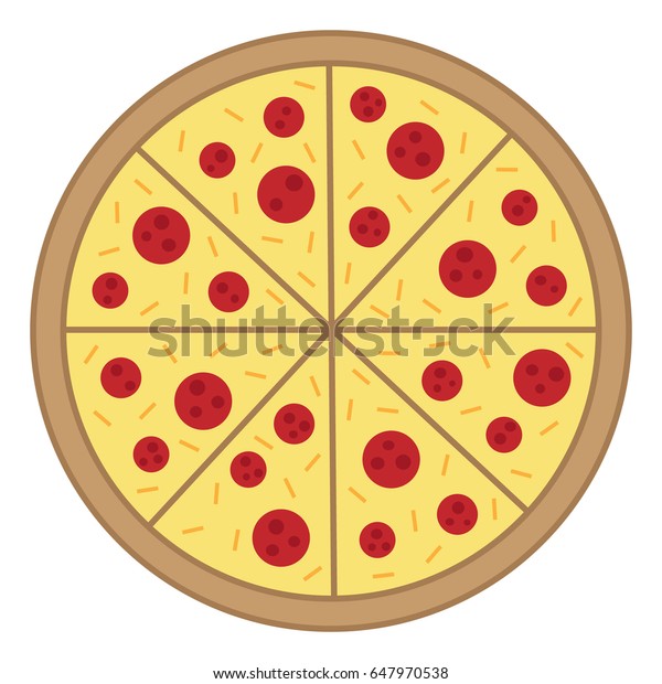 Stock vektor „Whole Round Pizza Vector Illustration Doodle“ (bez ...