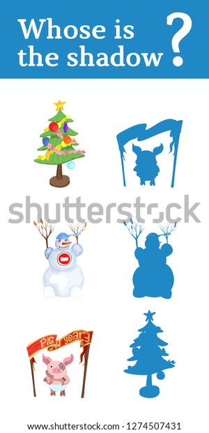 Whose Shadow Picture Puzzle Mascots Year Stock Vector (Royalty Free ...