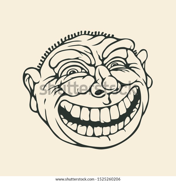 Wicked Smirking Face Troll Drawing Style Stock Vector (Royalty Free ...