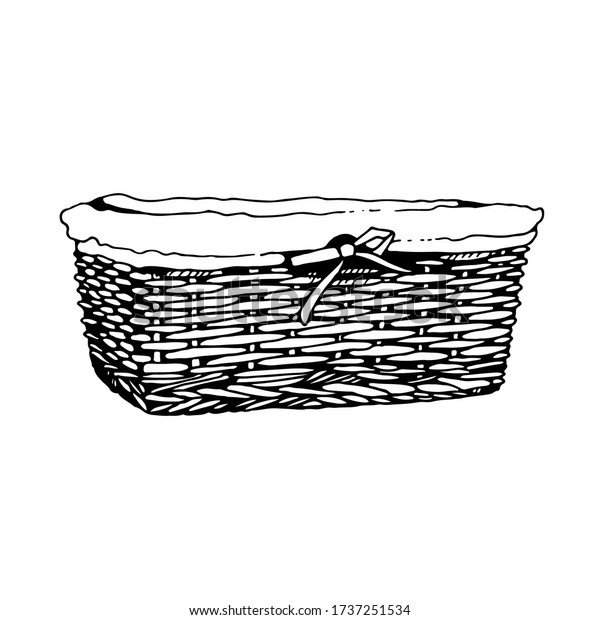Wicker Basket Vector Sketch Hand Drawn Stock Vector (Royalty Free ...